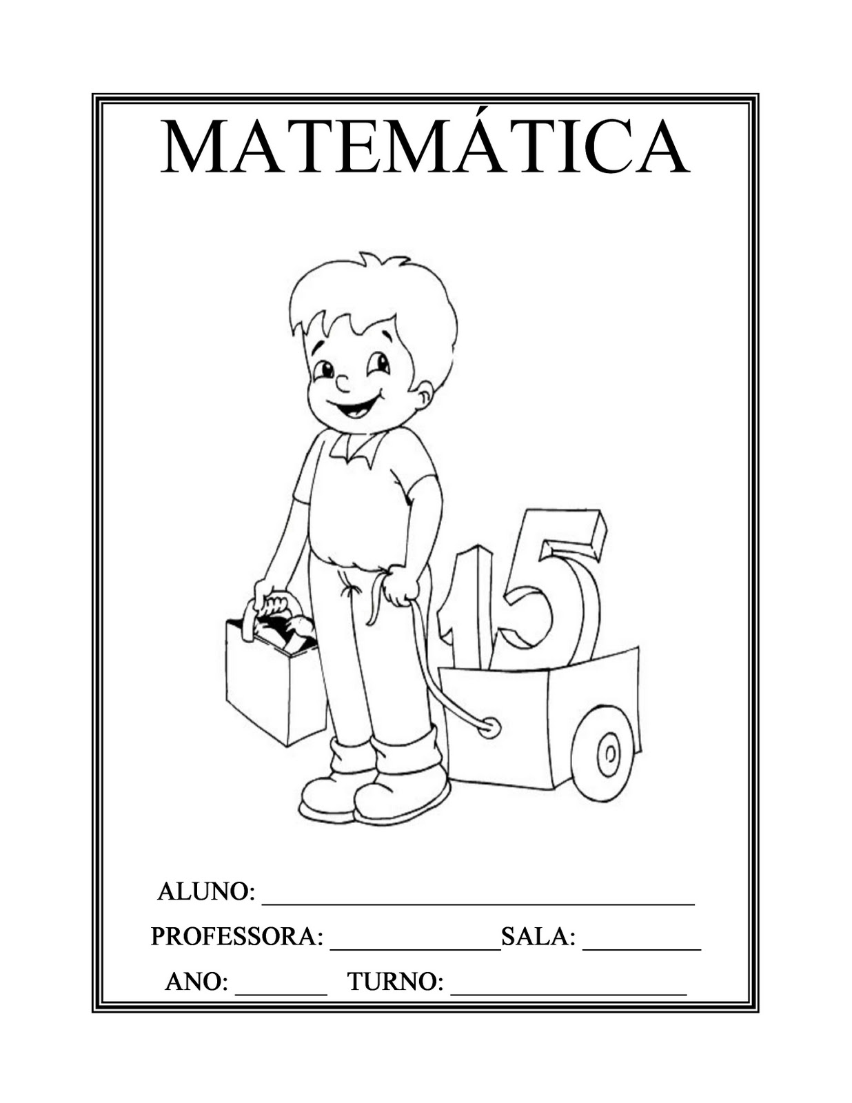 Capinhas Infantis para Cadernos de Matemática - Desenhos Para Colorir