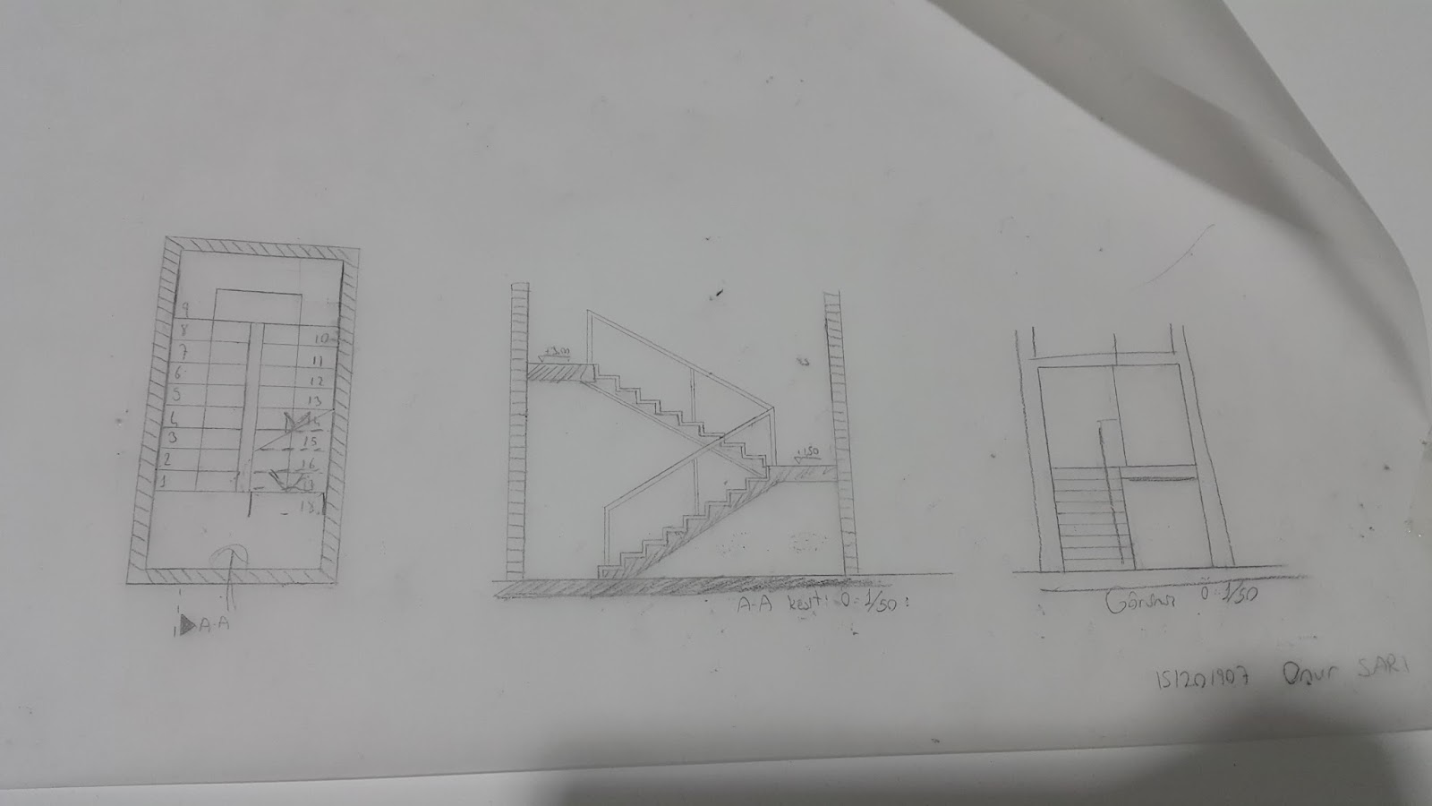 Maltepe ünv. TASARIM STÜDYOSU 201-202: 1/50 ÖLÇEK MERDİVEN PLAN KESİT ...