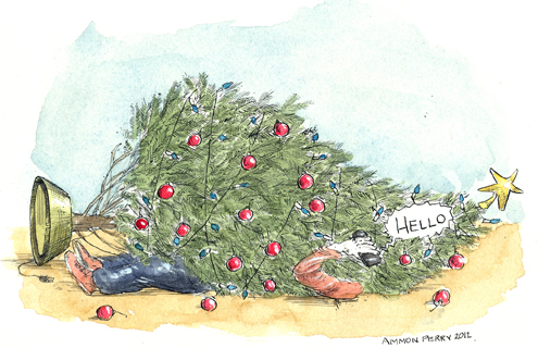 Doodletillomega: Card Commission: A Fallen Christmas Tree