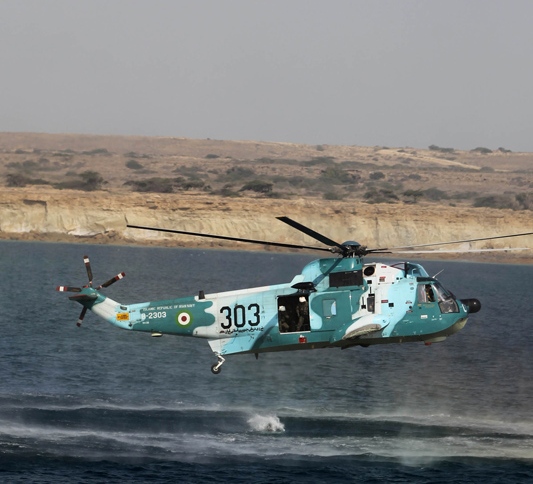 Iranian Navy's SH-3 Sea King Helicopters in Velayat-90 Naval Exercise ...