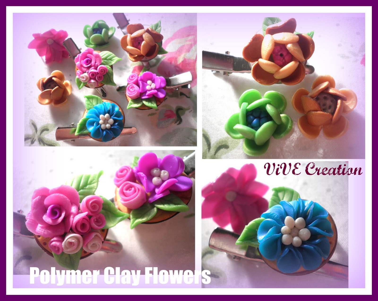 ViVE CREATION ~ Gallery: Polymer Clay flowers ~ Using PREMO clay