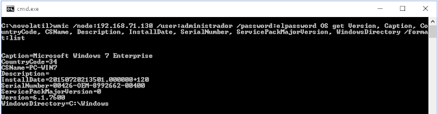 Obtener Informacion de un sistema remoto con WMIC ~ NoVolátil - Blog IT