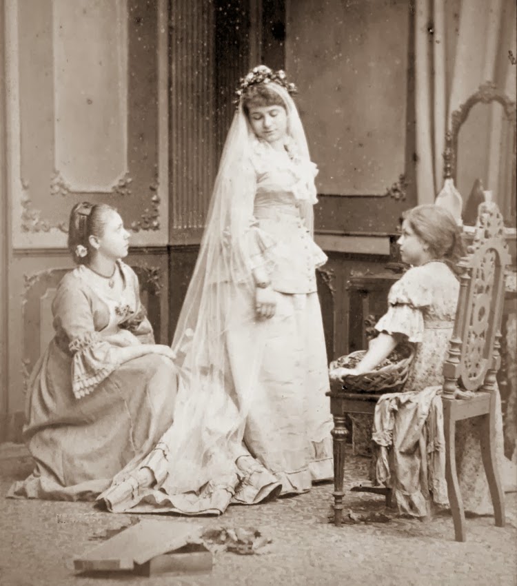 Antique and Classic Photographic Images: Fitting her wedding dress, 1870s