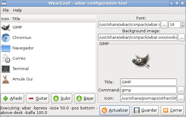 Un bruto con Debian: Wbar, un lanzador ligero y elegante