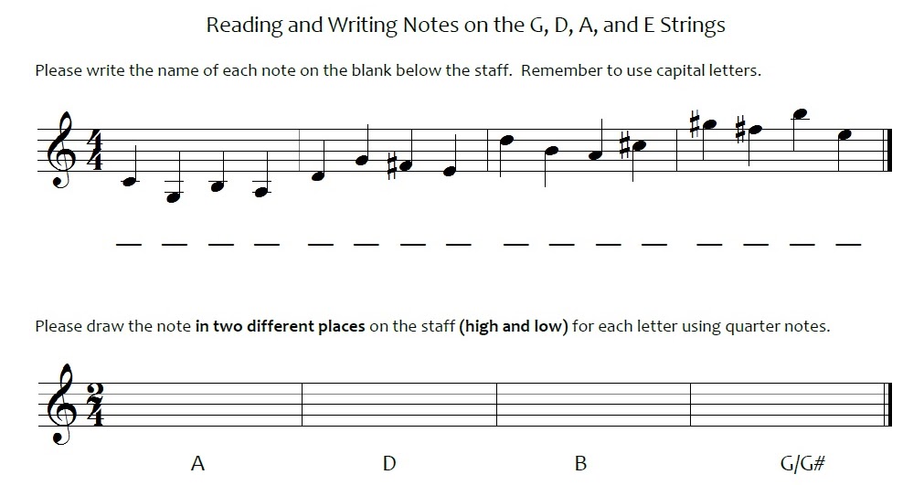 Teaching Elementary Orchestra : Note-Reading Quiz (SLO)