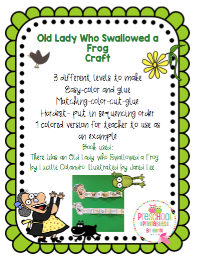 Old Lady Who Swallowed a Frog Craft (3 levels) ~ Preschool Printables