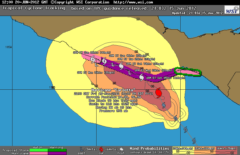 KIKKA: HURACÁN CARLOTTA TOCA TIERRA 10:00 pm TRAYECTORIA carlota EN ...