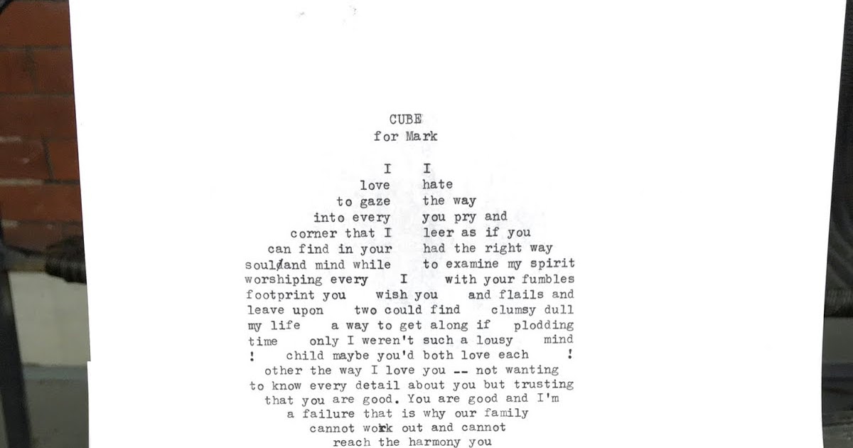 The Typewriter Revolution blog: Poem of the day: cube