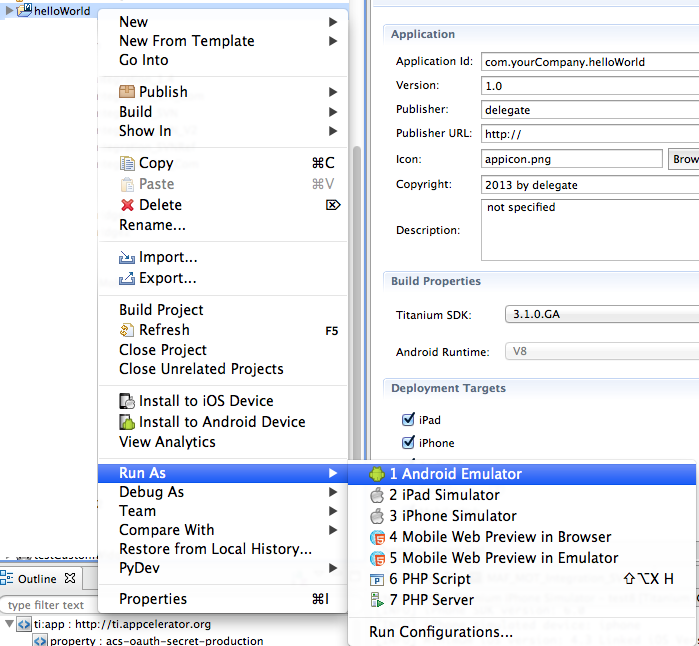 Appcelerator Titanium Tutorial - Hello World With Titanium