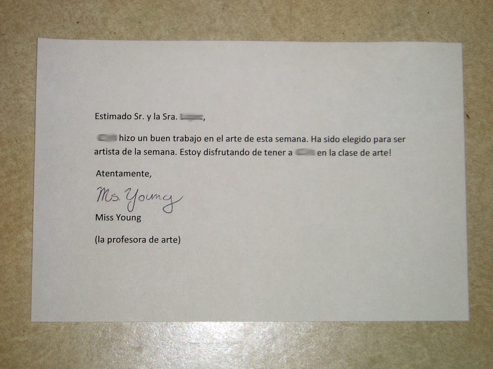 Miss Young's Art Room: Letter to Parents