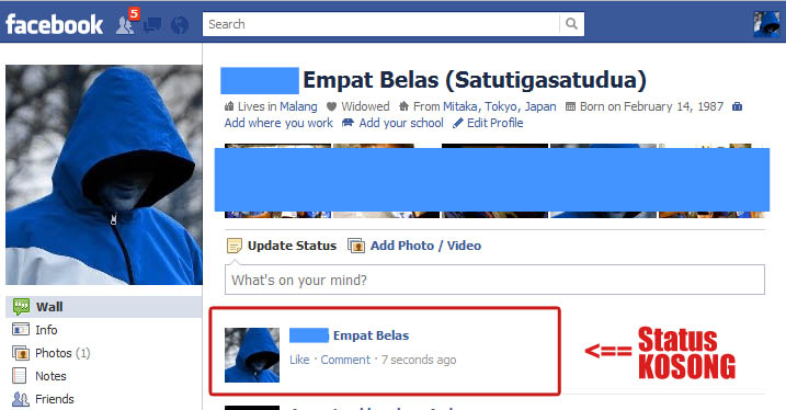 Membuat status kosong di Facebook ~ masabodohsaja