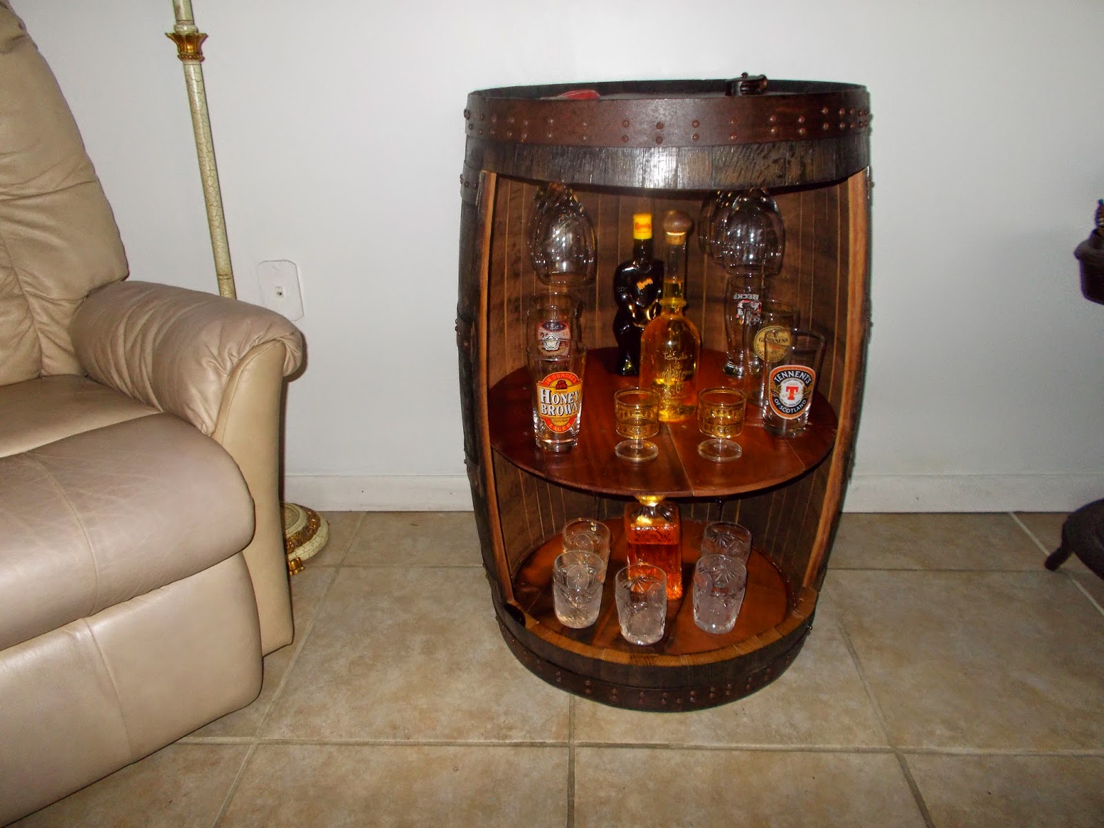 Whiskey Barrel Mini Bar Cabinet
