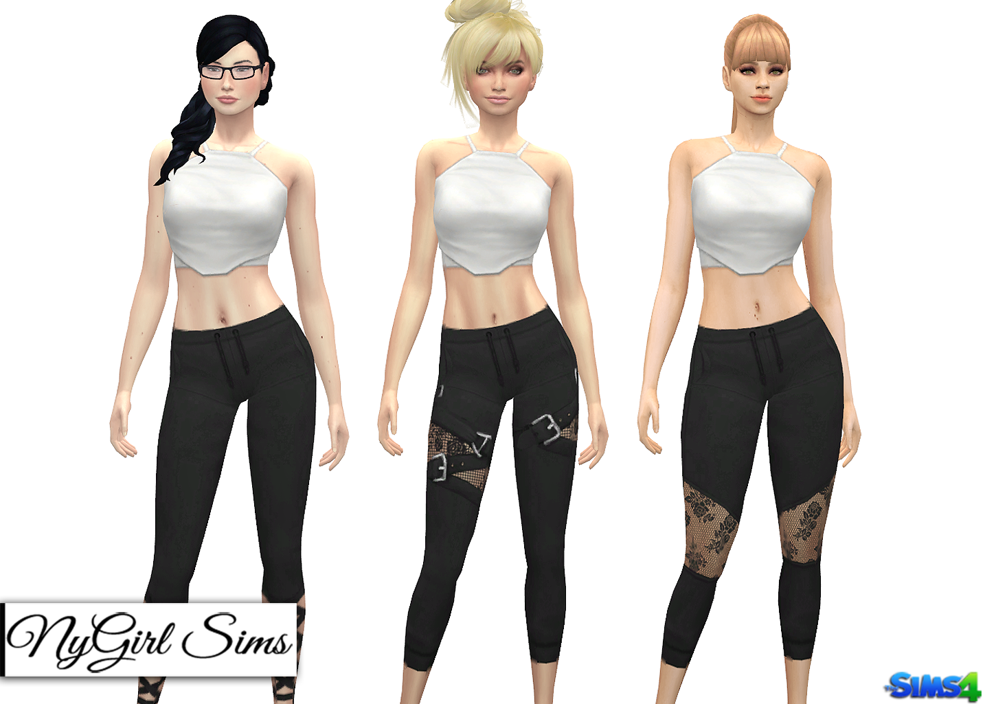 NyGirl Sims 4: Black Cutout Yoga Legging 3 Pack