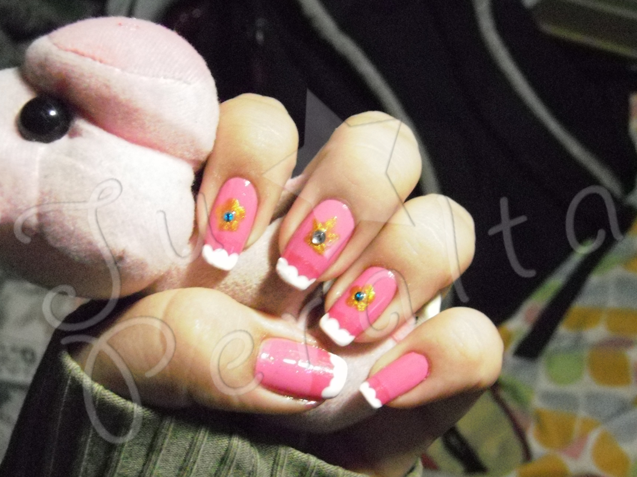Peralta's Art: Unhas decoradas - Princess Peach / Nail Art - Princess Peach