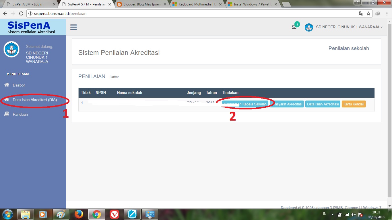 Cara isi akreditasi online pada sispena
