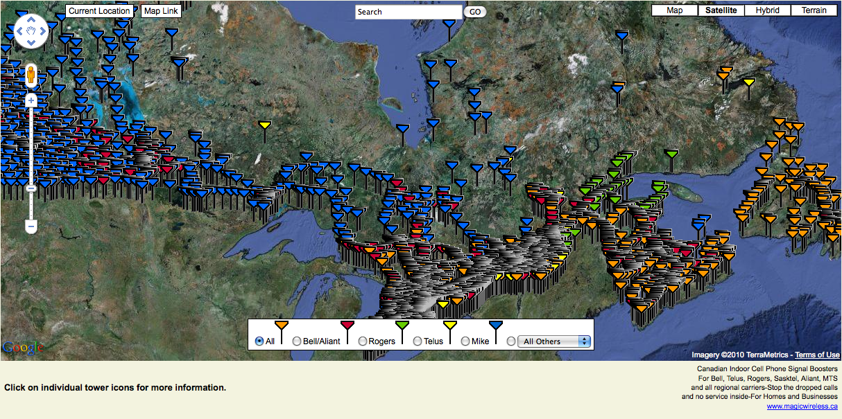Trip Planning: Interactive Cell Tower Map