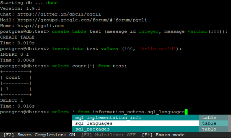 serverあれこれ: DockerでpgcliとPostgreSQL10がインストールされたコンテナを構築する