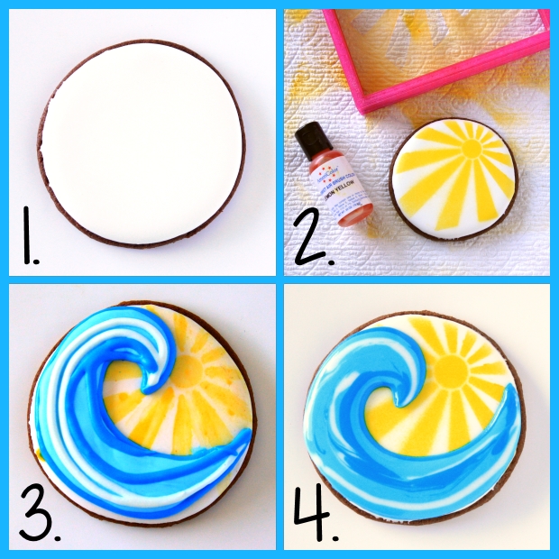 Decorated Ocean Wave Cookies