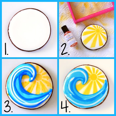 Decorated Ocean Wave Cookies
