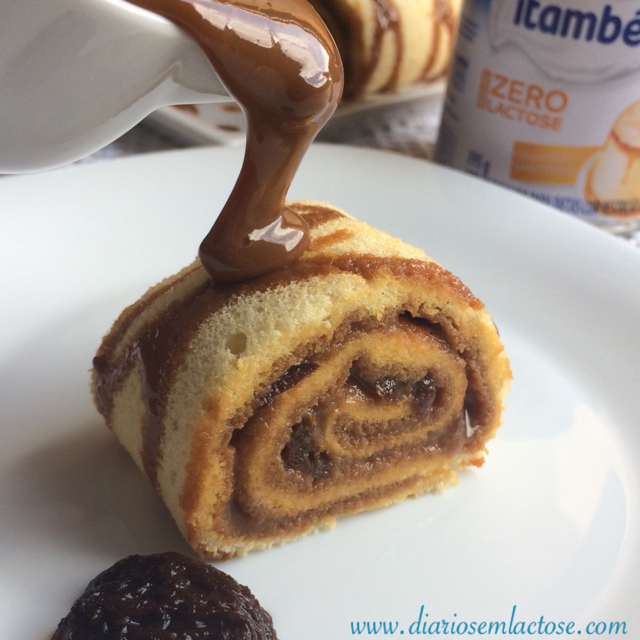 Diário Sem Lactose: Rocambole de doce de leite com ameixa