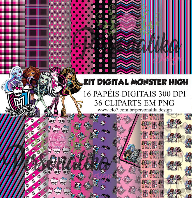 KIT DIGITAL MONSTER HIGH - GRÁTIS - Arte Digital Grátis