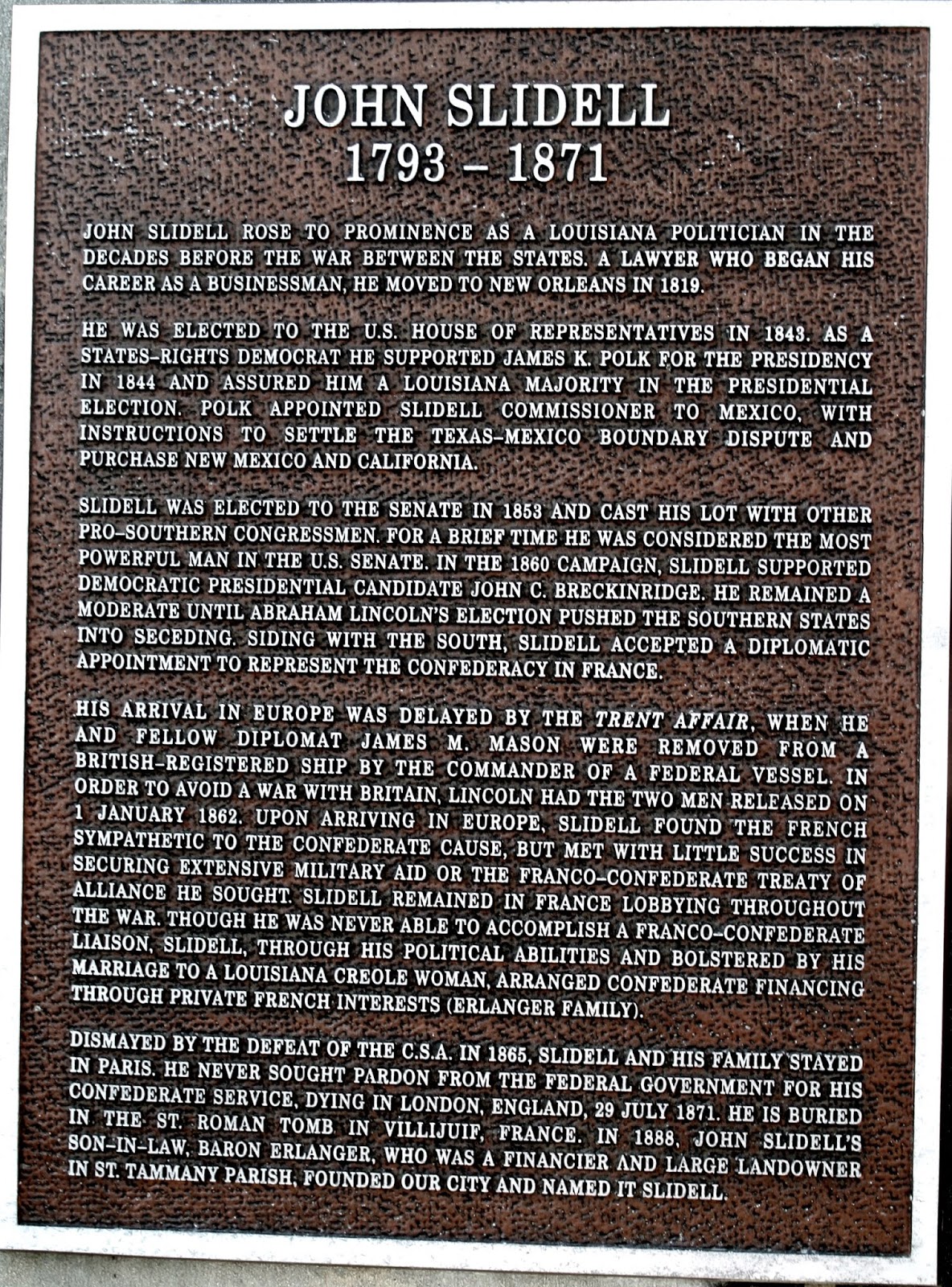 Tammany Family: Slidell Historical Overview