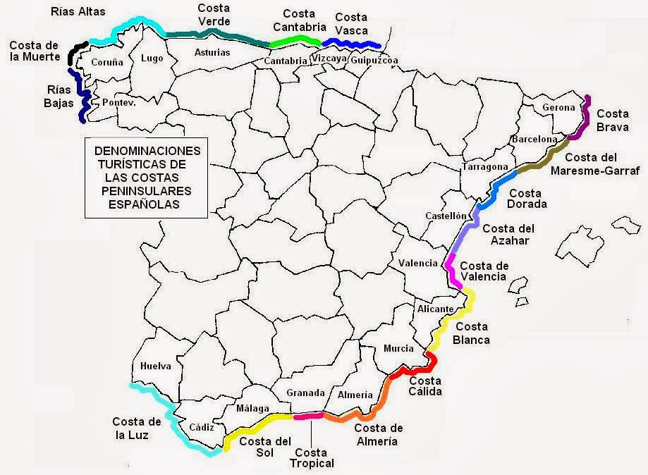 Denominación costas españolas | Spain, Map, World geography
