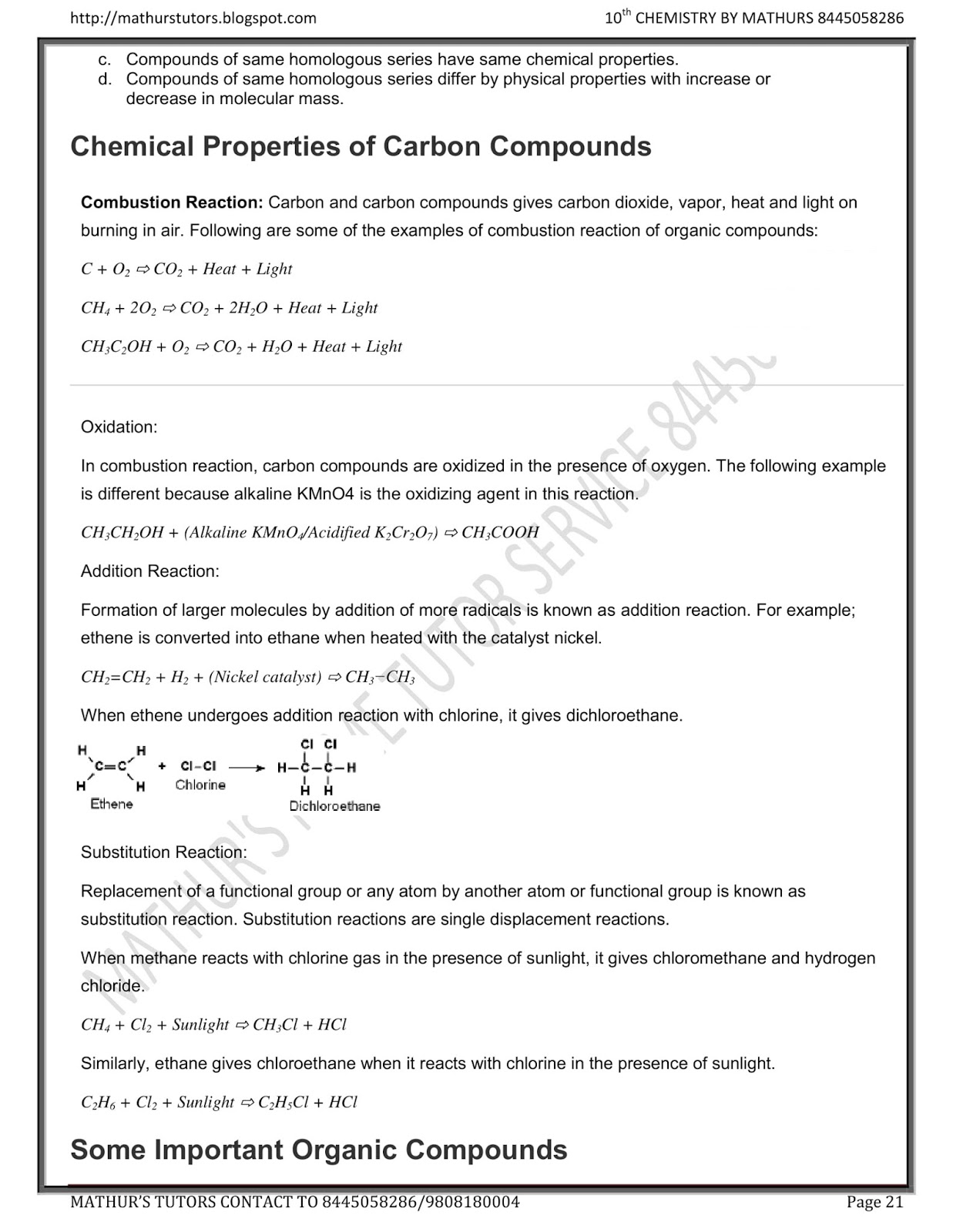 Class 10th Chemistry CARBON AND ITS COMPOUNDS CHAPTER 4 (NCERT)