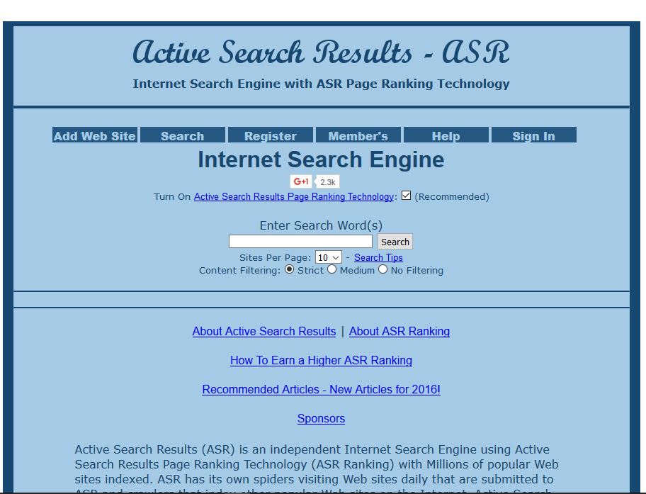 Popular search engines - Connectivity