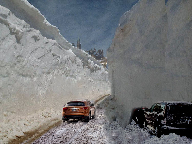 the-o-dot: Growing Snow Banks Force All Ottawa Traffic Into Just One Lane