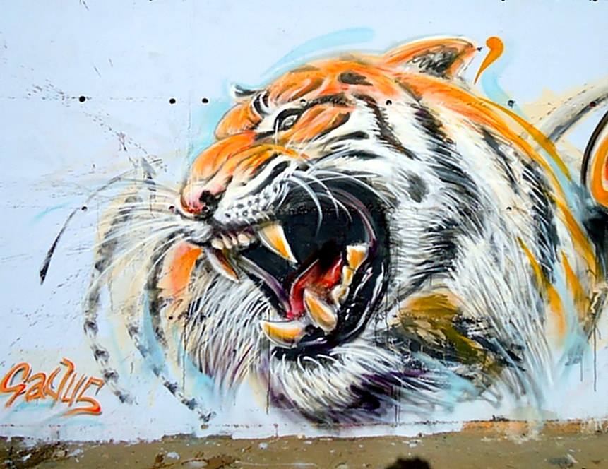 GRAFFITI COLLECTION IDEAS: Tiger and Man Graffiti Character by SAV 45