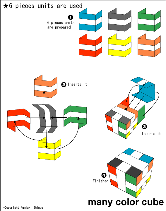 Origami White line cube instruction - Easy Origami instructions For Kids
