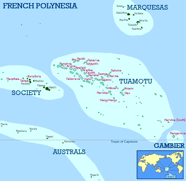 FRENCH POLYNESIA - GEOGRAPHICAL MAPS OF FRENCH POLYNESIA ~ Klima Naturali™