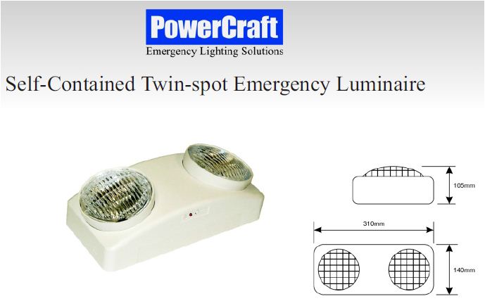 PowerCraft TED10NM Self-Contained Twin-spot Emergency Luminaire ...