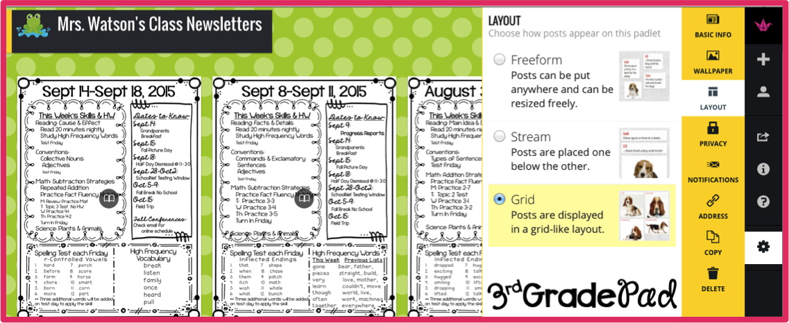 Weekly Communication Using Padlet - 3rd Grade Pad