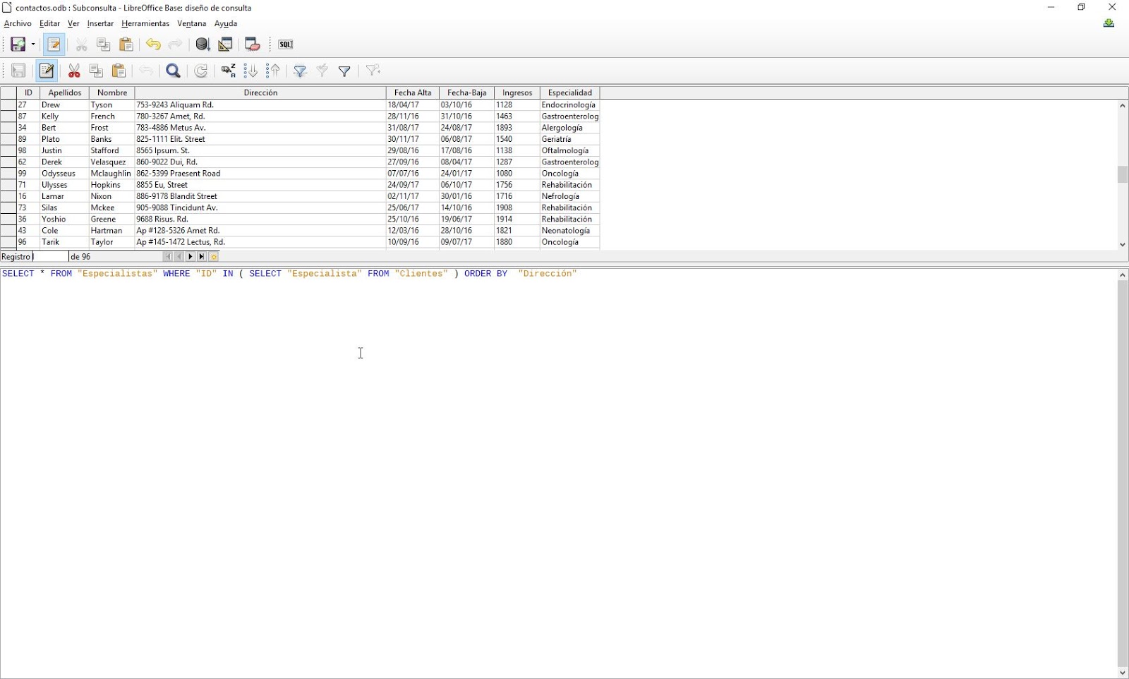 subconsultas con SQL en LibreOffice Base (XXVIII) | Programación de ...