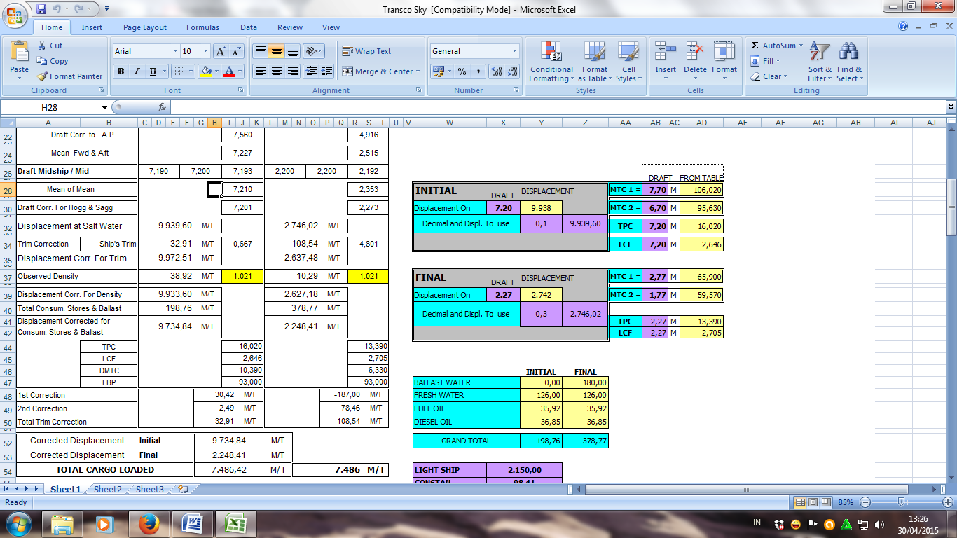 Draftsurveysoftware.com program perhitungan muatan kapal kargo | Marine Surveyor Indonesia