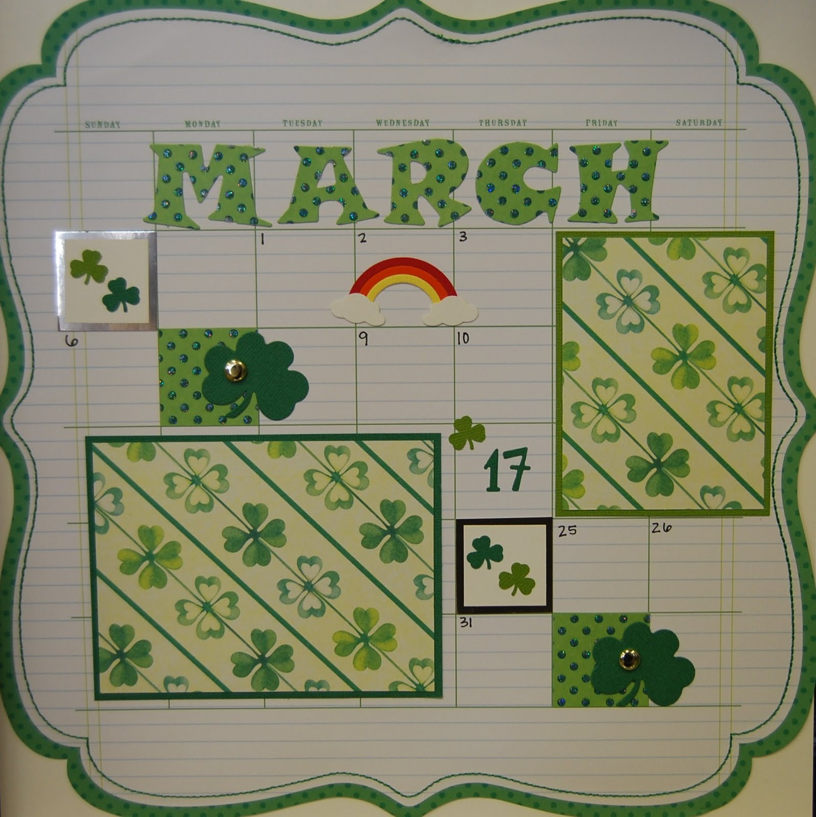 Mom and Me Scrapbooking: March Calendar Page