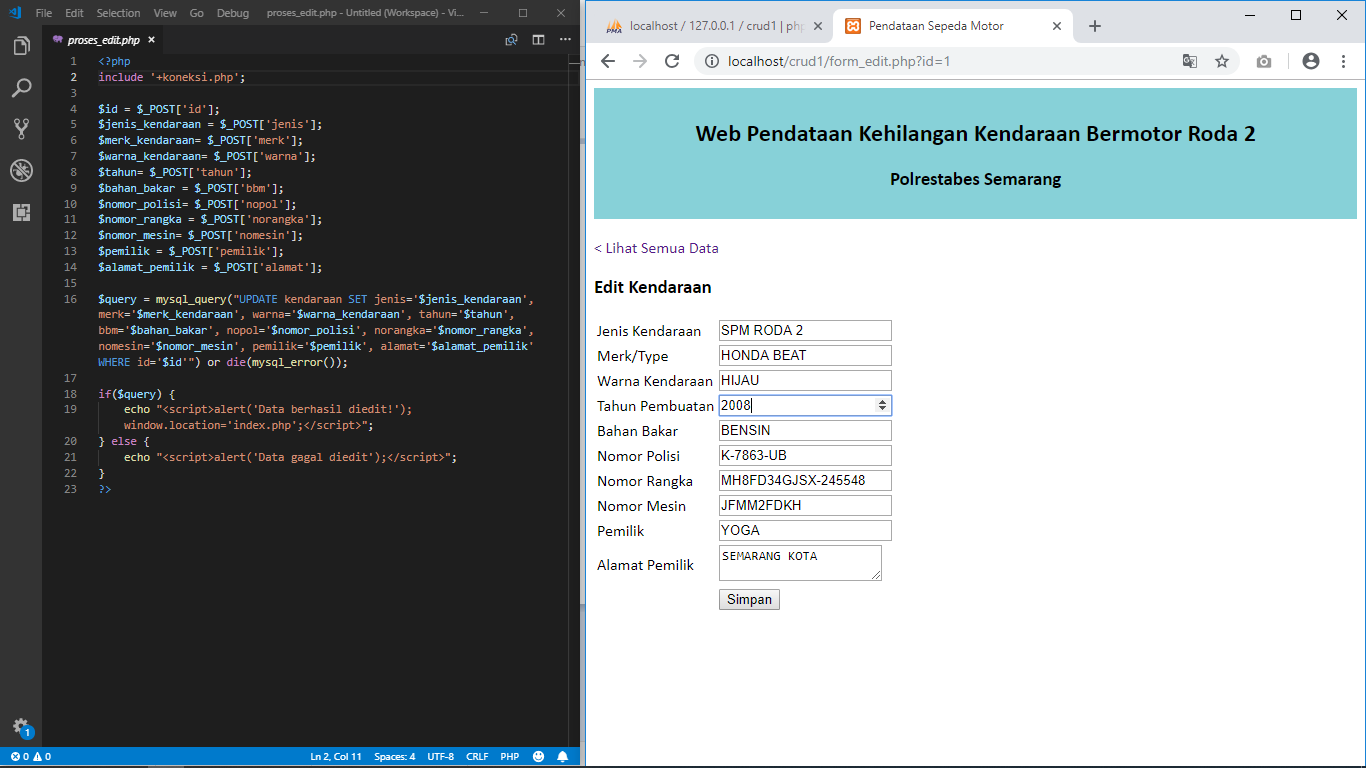 Download Source Code CRUD PHP MySQL Free | YukCoding