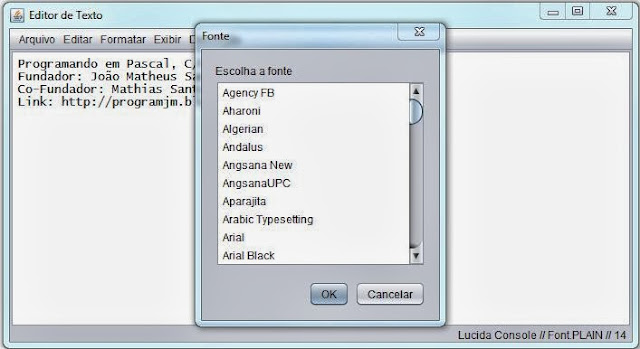 Programando em Pascal, C/C++ e Java: Editor de Texto em Java