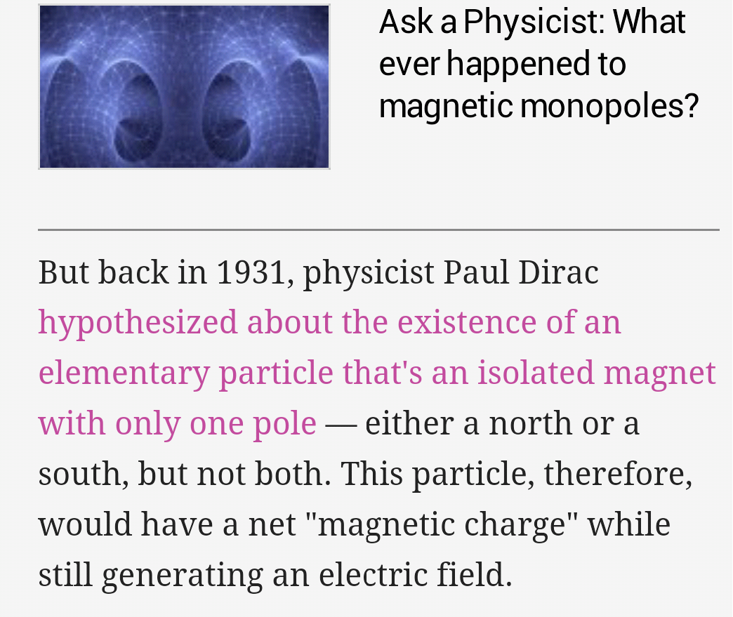Electric Galaxy: Dirac's Cosmology of Naturally Occuring Free Monopoles ...