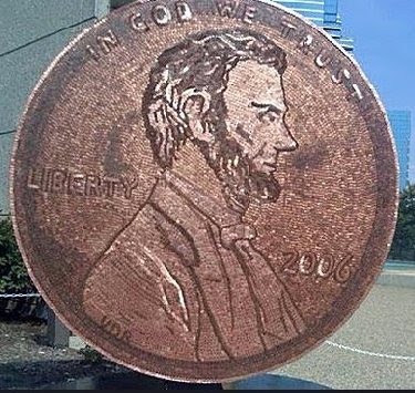 Cave Views: Giant penny made from 84,000 pennies