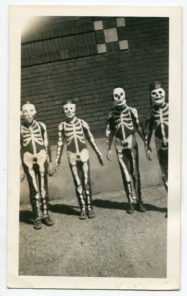 23 Haunting Vintage Snapshots of Skeleton Halloween Costumes That Give ...