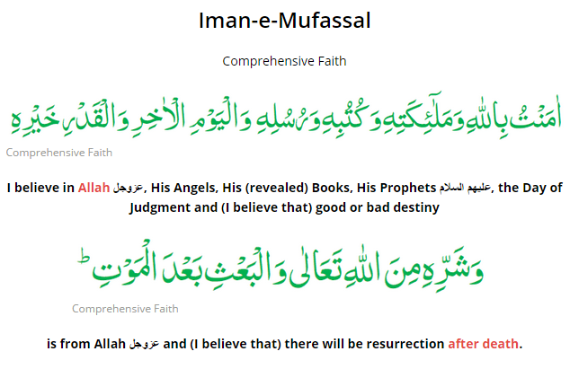 Sifat e Iman | Iman-e-Mufassil and Iman-e-Mujammil | Basic islamic ...