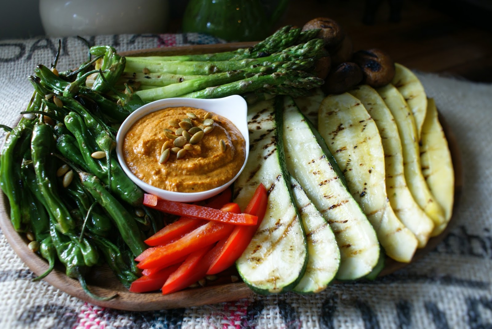 37 Cooks: Blackened Pumpkin Seed Romesco with *Grilled Vegetables