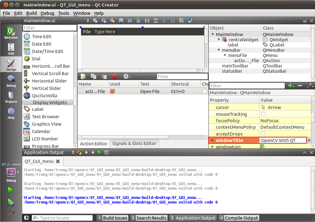 TRong Programing World: [Qt] - Create menu bar with QT