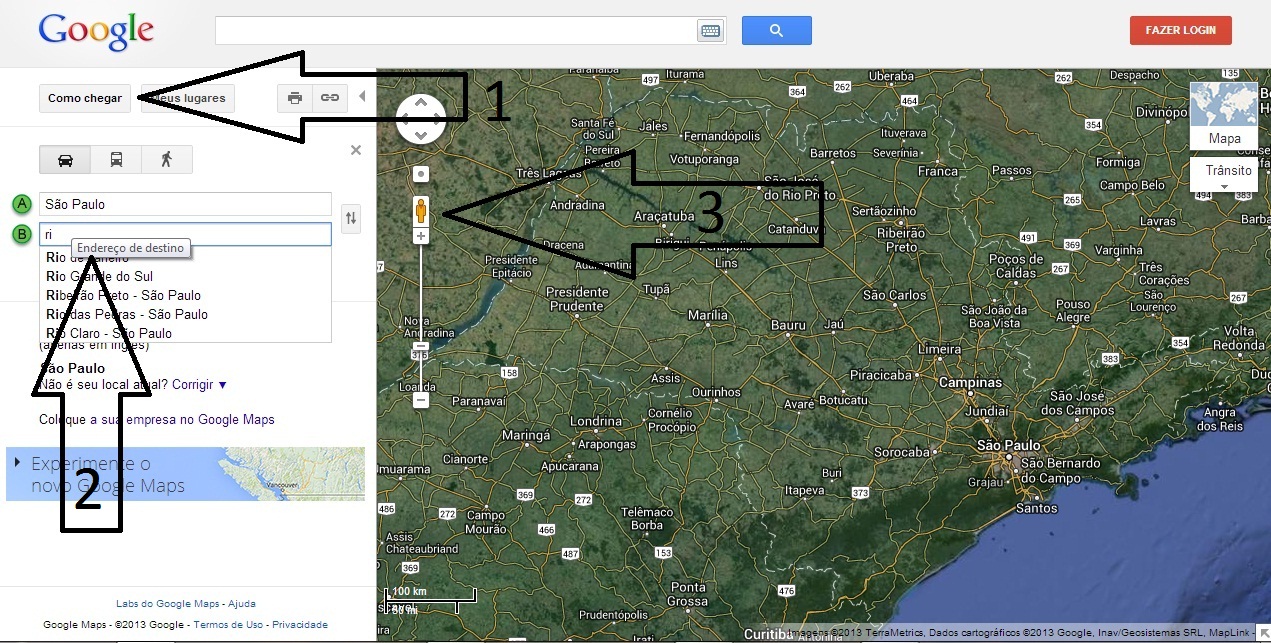 Onde Fica: Trajeto de destino pelo Street View