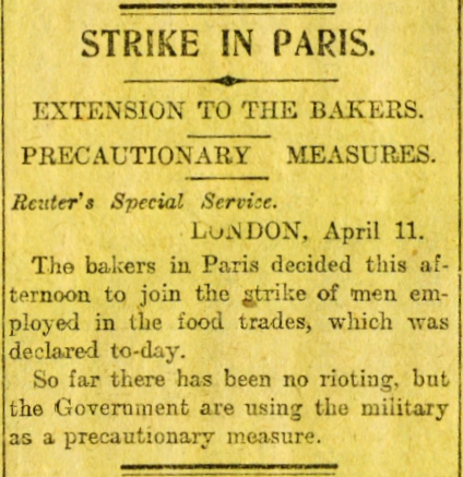 Old Times SA: Bakers Strike in Paris - Labor Leaders Arrested