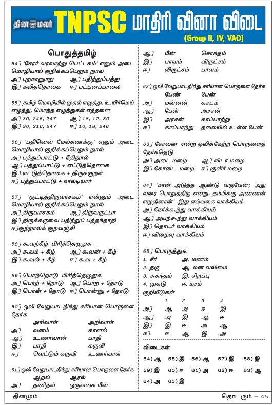 TNPSC Group II / IV and VAO Model Question Paper 11-12-2015 from ...
