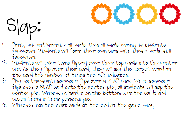 Vocalic /r/ Games: War, Uno, and Slap